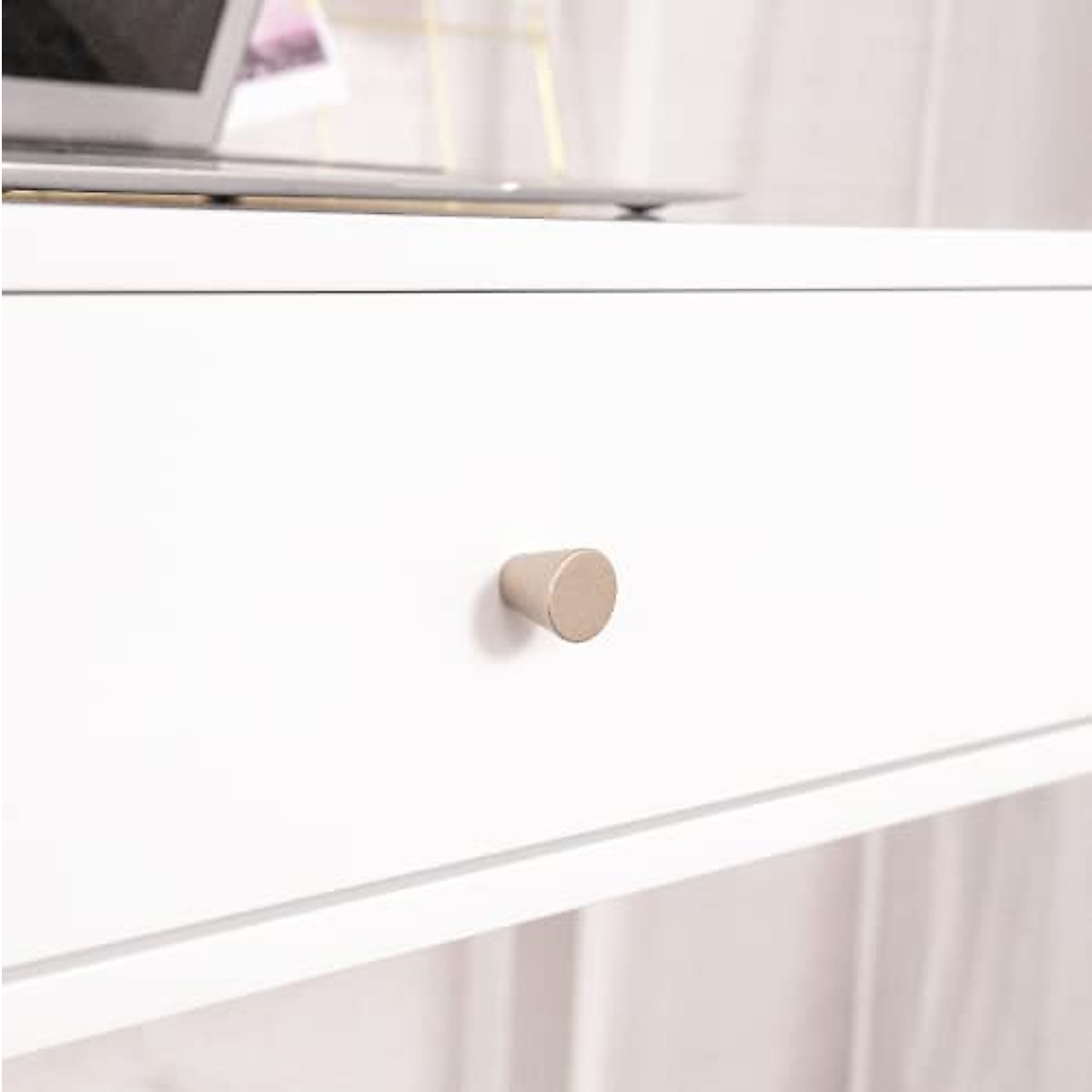 Milliard Ladder Desk with Storage, Freestanding Wall Computer Desk with Drawer and Shelves, White