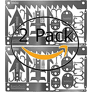 Survival Gear Credit Card Multi Tool (2 Pack) -Best Bug Out Bag Shtf Camping Multipurpose EDC Multitool - Fishing Hooks; Arrowheads; Saws, Hunting Survival Kit, Disaster Preppers Emergency Gift Idea