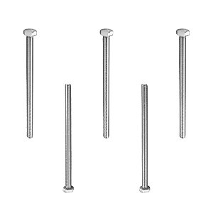 MroMax 5Pcs M6 x 100mm Hex Head Screws Bolts, 304 Stainless Steel 18-8, Fully Threaded, External Hex Drive, for Mounting Chair, Handles, Rail, Pump, Wheels, Antenna Parts, Boat and Plastic Bumpers