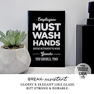 4x6 Inch Employees Must Wash Hands Funny Designer Sign ~ Ready to Stick, Lean or Frame
