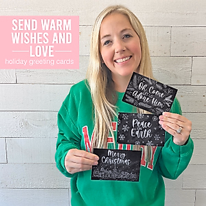 24 Black & White Religious Christmas Cards Boxed With Envelopes, 25 Holiday Party Invitations, Christmas Invite, 50 Holiday Greeting Cards, Blank Winter Postcard Set, Merry Christmas Cards