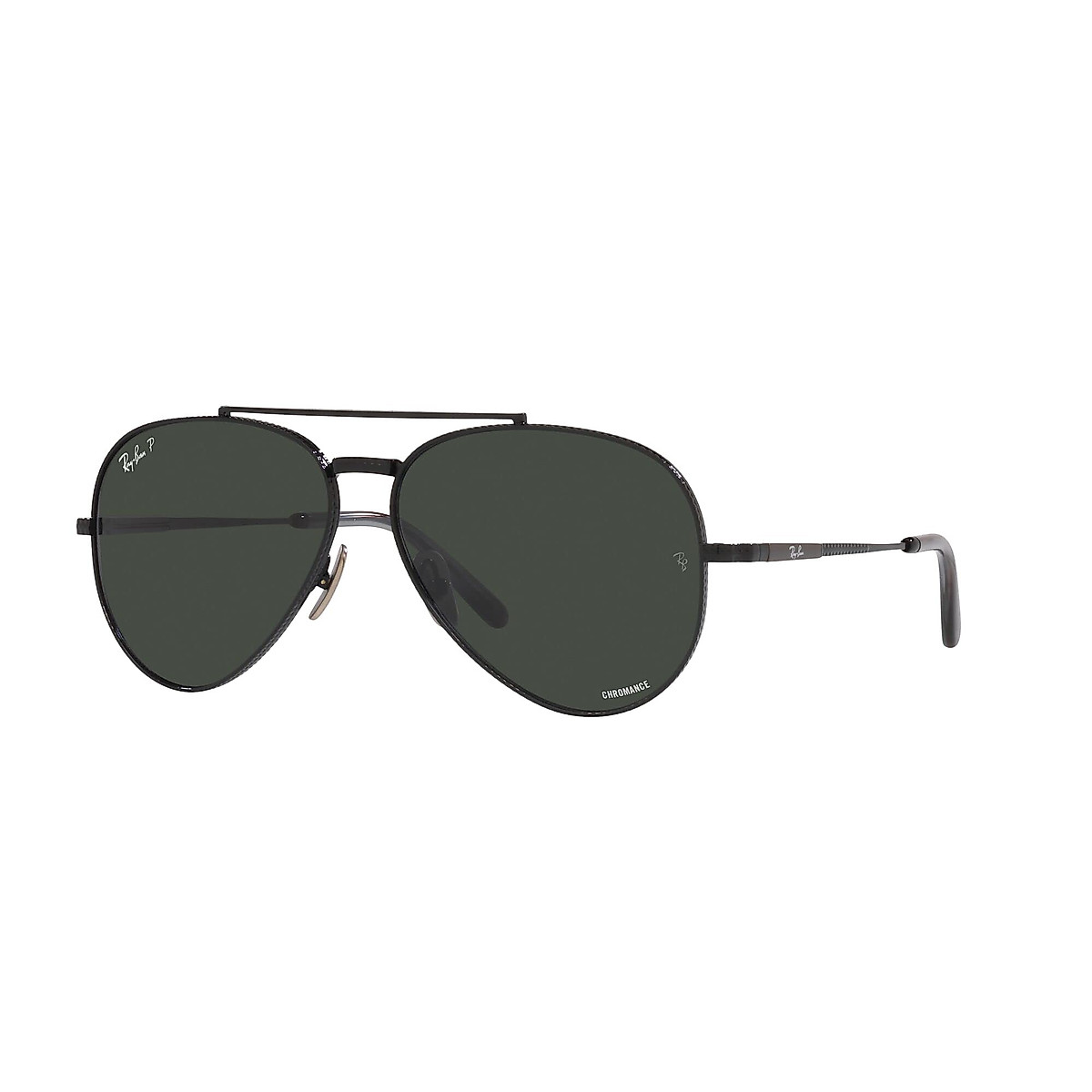 Ray-Ban RB8225 Aviator Titanium Sunglasses, Black/Polarized Dark Grey, 62 mm