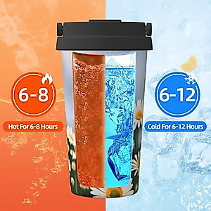 WANGXUEE Daisy Flowers Print 500ml Stainless Steel Travel Tumbler Double Wall Vacuum Insulated Coffee Mug