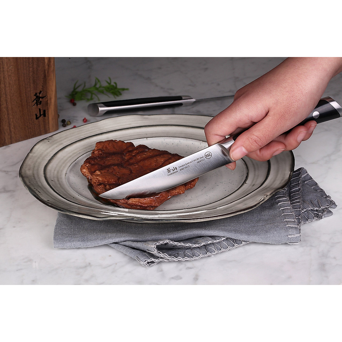 Cangshan TS Series 1022261 Swedish 14C28N Steel Forged 6-Piece Steak Knife Block Set, Walnut