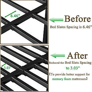 LAKKURI Metal Slats for Full Bed Frame, Full Bed Frame Slats Replacement for Extra Mattress Support, Easy Assembly, Enhance Support, Black