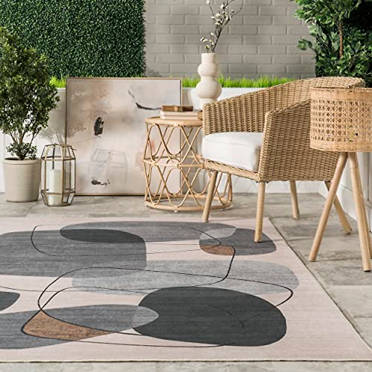 nuLOOM Rylee Abstract Machine Washable Indoor/Outdoor Area Rug, 8' x 10', Gray