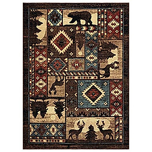 Home Dynamix Buffalo Bear Rustic Area Rug, Brown/Red, 5'2"x7'2", Rectangular