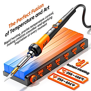 Wood Burning Kit,72 pcs Wood Burning Tool with Adjustable Temperature 200~450°C, Wood Burner Tools Set with Pyrography Pen for Embossing Carving DIY Adults Crafts Beginners