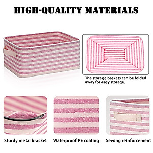 PFFVRP Small Storage Basket 6-Pack, Fabric Storage Bins for Closet, Storage Baskets for Shelves Organizing, Folable Baskets for organizing Clothes, Toys, Books, Gifts (Pink)