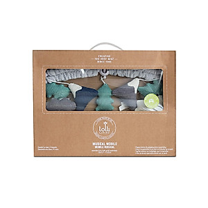 Living Textiles Baby Musical Mobile - Peaks | Knitted Hanging Decor w/Electronic Music Box for Newborn & Nursery Bedding/Crib