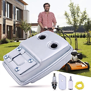 Adefol String Trimmer Exhaust Muffler Kit for Husqvarna 124L 125L 128C 128CD 128L 128LD with Air Filter, Fuel Filter, Fuel Line, Spark Plug Replacement Parts 574031502, 530150253 Accessories