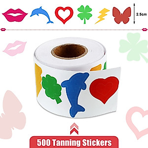 Crtiin Roll of 500 Pieces Tanning Stickers for Body Sunbathing Tanning Bed Stickers Self Adhesive Body Stickers for Tanning Stickers Outdoor Indoor Salon Supplies(Multi Pattern)