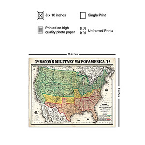 Civil War Memorabilia - The Civil War - American Civil War Poster - 8x10 Southern States Confederacy Vintage Map Replica - The Confederate Secession - Americana - American US Map - Historic Wall Art