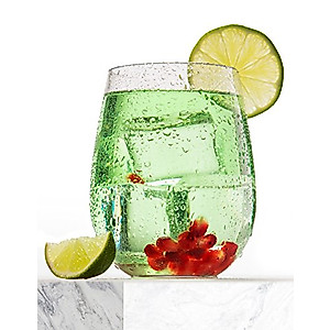 MEKBOK Premium Unbreakable Stemless Wine Glasses Set By Shatterproof Reusable Plastic Wine Cups - Looks like Real Glass - 15oz Perfect For Parties & Entertaining Guests - 4 Piece set