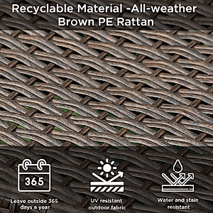 Patio Furniture Set, 5 Pieces Outdoor Conversation Set, All Weather Wicker Patio Furniture w/ Swivel Glider Rocking Chair, Ottoman, 3-Seat Couch & Comfy Cushions for Backyard, Deck, Poolside, Porch