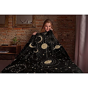 Comforzykets Creativity Art Star Moon Galxy Sun Warm Throw Blankets Super Soft Fluffy Comfortable Flannel Fleece Cozy Plush Blanket for Couch Bed Travel Gifts 80''x60 Large for Adults