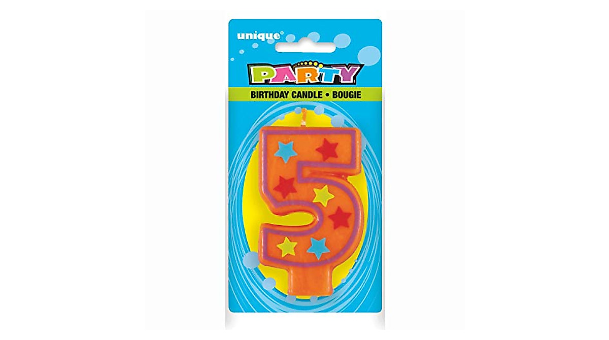 Unique Number 5 Star Birthday Candle, 3.5"", Orange — 🛍️ The Retail Market