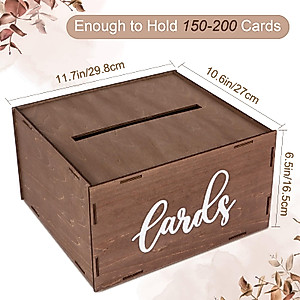 OurWarm Wedding Card Box with Lid, Wood Gift Card Box for Wedding Reception, Rustic Envelope Money Box for Wedding Party Birthday Bridal Shower Baby Shower Graduation Decorations (11.6x10.4x6.5 inch)
