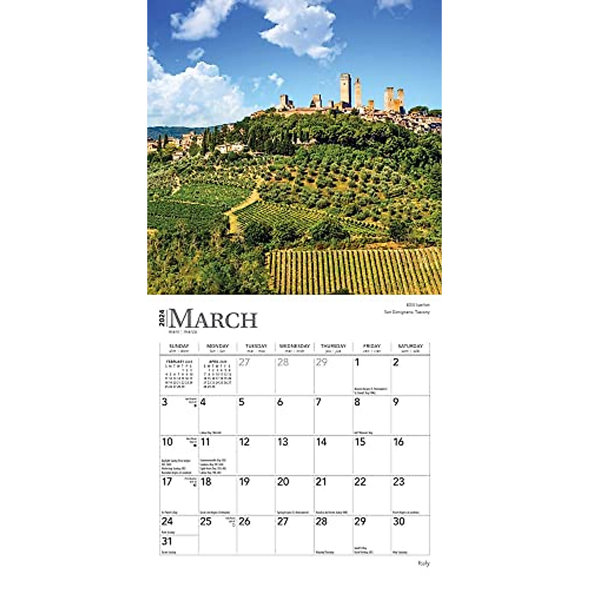 Italy | 2024 7 x 14 Inch Monthly Mini Wall Calendar | BrownTrout | Scenic Travel Europe Italian Venice Rome
