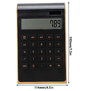 LCD Display Solar Calculator Compact Size Ergonomic Financial Calculator for Office Home(Black)