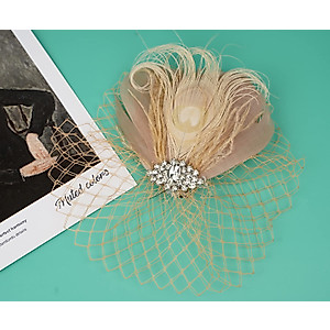 Cizoe Fascinators 20s Gatsby Flapper Acessories Art Deco Party Accessory Peacock Feather Headpiece(C-Champagne)