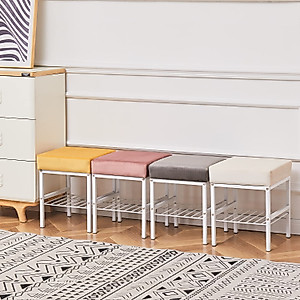 Cpintltr Multifunctional Vanity Stools Velvet Footstool Ottoman Shoe Changing Stool Makeup Stool Storage Stool Footrest Vanity Stool Small Footstool Pouf Ottoman Ottoman Stool for Makeup Room Cream