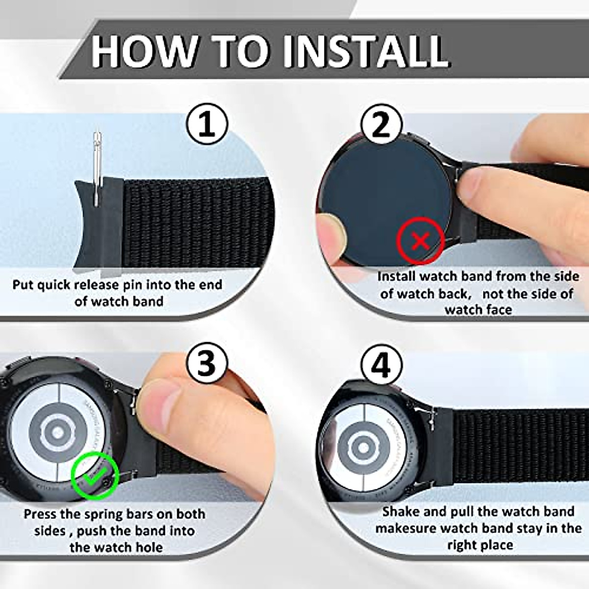 YCHDDER Nylon Bands Compatible with Samsung Galaxy Watch 7/6/5/4/FE 40mm 44mm/Galaxy Watch 5 Pro/Watch 6/4 Classic 43mm 47mm 42mm 46mm for Women Men