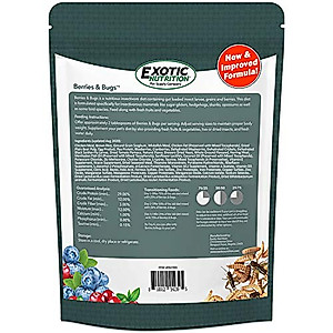 Berries & Bugs 3 lb. - All Natural High Protein High Fiber Insectivore Diet with Fruit, Gut-Loaded Insects, & Healthy Vitamins - Hedgehogs, Sugar Gliders, Skunks, Opossums & Other Insectivores