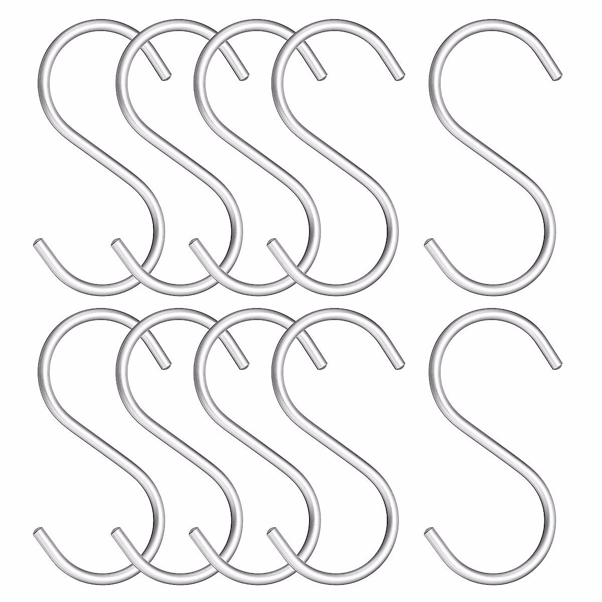 uxcell S Hooks, 10Pcs 4.3'' - Aluminum Alloy S-Shaped Hanger Hook, S Hooks for Hanging Clothes Towels Shoe Scarf Bag (Silver)