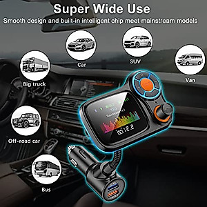 Bluetooth 5.0 FM Transmitter for Car, Aigital Car Bluetooth Adapter with 1.77 Inch Color Screen, QC3.0 Quick Charging &2.4 A USB Port, Wireless Radio Adapter Handsfree Car Kits, TF Card&U Disk