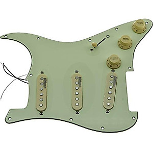 KAISH Mint Green Loaded Electric Guitar Pickguard Prewired Pickguard with Wilkinson Pickups for USA/Mexico FD Stratocaster