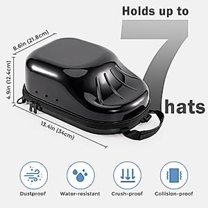 ProCase Hat Travel Case, Hard Hat Case for 6-7 Baseball Caps Lids Hat Storage Organizer with Carrying Handle & Shoulder Strap Cap Case Hat Carrier for Travel & Home Storage -Black