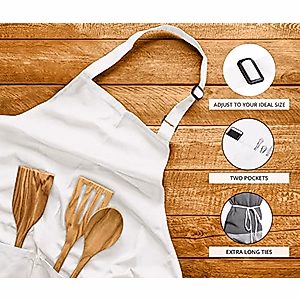 Utopia Kitchen Adjustable Bib Apron (10-Pack) Water Oil Resistant Chef Cooking Kitchen Mens Womens Waitress Server Work Aprons with Pockets (White)