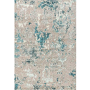 JONATHAN Y CTP103A-8 Contemporary POP Modern Abstract Vintage Faded Indoor Area-Rug Bohemian Easy-Cleaning High Traffic Bedroom Kitchen Living Room Non Shedding, 8 X 10, Gray/Blue