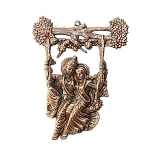Generic Bhuvika Radha Krishna Jhula Wall Hanging 14 5 Inch Height for Wall Decor Home Decor and Gifts Gold