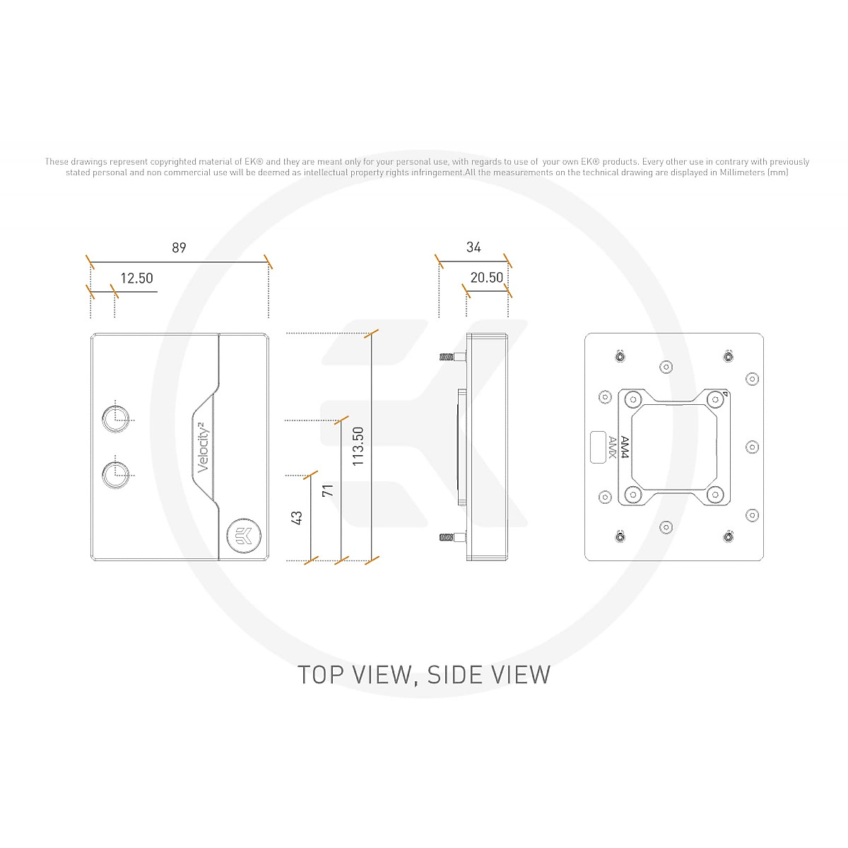 EKWB EK-Quantum Velocity 2 CPU Water Block, AM5, D-RGB, Nickel + Plexi