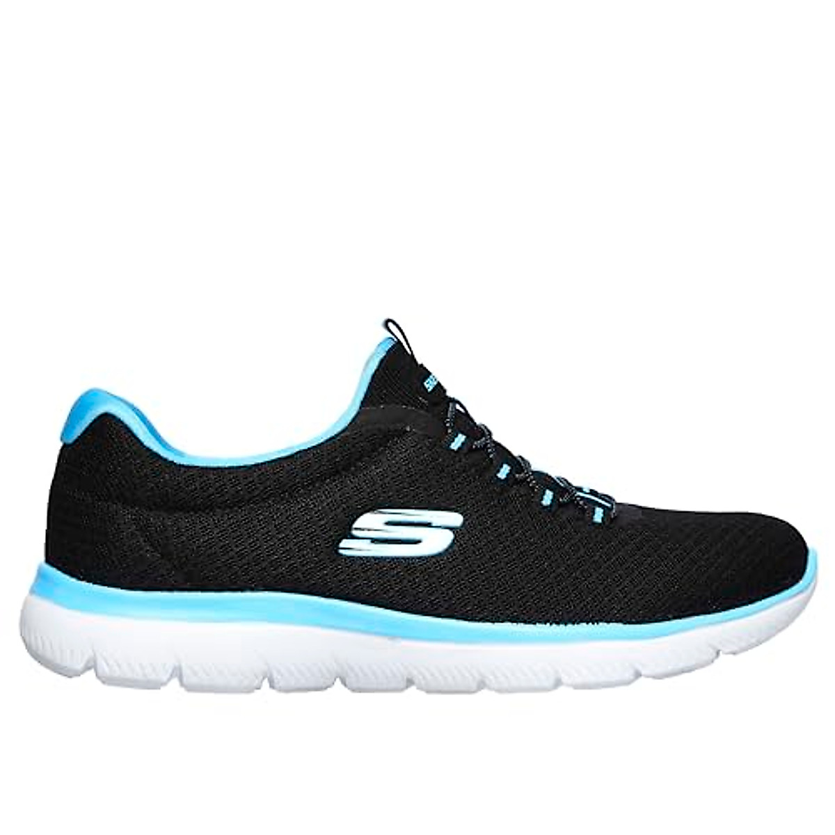 Skechers Women's Summits Sneaker, Black/Turquoise, 9