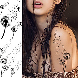 EGMBGM 13 Sheets Beautiful Dandelion Temporary Tattoos For Women Realistic Flying Dandelion Birds Butterfly Fake Tattoos Flowers For Girls Kids Hand Wrist Neck Decoration Temp Tatoos Temporary Sticker