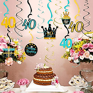 40th Birthday Decorations for Women Teal Gold 40th Birthday Hanging Swirls Hanging Swirls Decorations for Teal Gold 40 Years Old Party Supplies