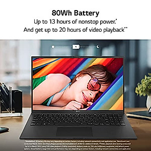 LG gram (2022) 15Z90Q Ultra Lightweight Laptop, 15" (1920 x 1080) IPS Display, Intel 12th Gen i7 1260P Processor, 32GB LPDDR5, 1TB NVMe SSD, FHD Webcam, WiFi 6E, Thunderbolt 4, Windows 11, Black