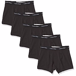 Calvin Klein Men's Cotton Stretch 5-Pack Trunk, 5 Black, L