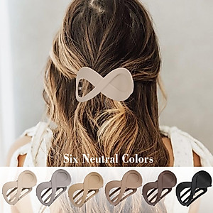 6 Packs Flat Hair Clips, French Concord Hair Clips, Lay Down Claw Clips for Women Girls, Medium Banana Hair Clips for Thin Short Hair, 3.35 Inch Strong Hold Hair Barrettes for Styling Sectioning