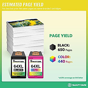 S SMARTOMNI Remanufactured 64XL Ink Cartridge Replacement for HP 64 XL 64XL Combo Pack for HP Envy 6222 6232 6255 6258 7130 7155 7822 7832 7855 7864 Series (2 Pack, Black Tri-Color)