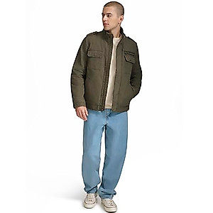 Levi's mens Washed Military Cotton Lightweight Jacket, Olive, Large US