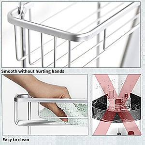 Duwee Over The Door Shower Caddy, NeverRust Aluminum Over the Shower Door Caddy, Hanging Shower Caddy for Shampoo Conditioner, 3 Tier Bathroom Shelf Organizer with Hooks for Razors Towels(Silver)