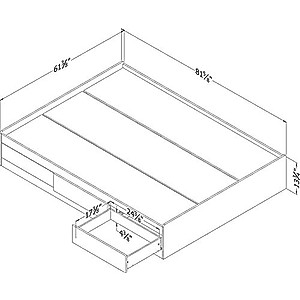 South Shore Vito Mates Bed with 2 Drawers, Queen 60-inch, Pure White