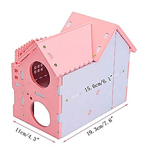 Wooden Hamster House - Pet Small Animal Hideout, Assemble Hamster Hut Villa, Cage Habitat Decor Accessories, Play Toys for Dwarf, Hedgehog, Syrian Hamster, Gerbils Mice