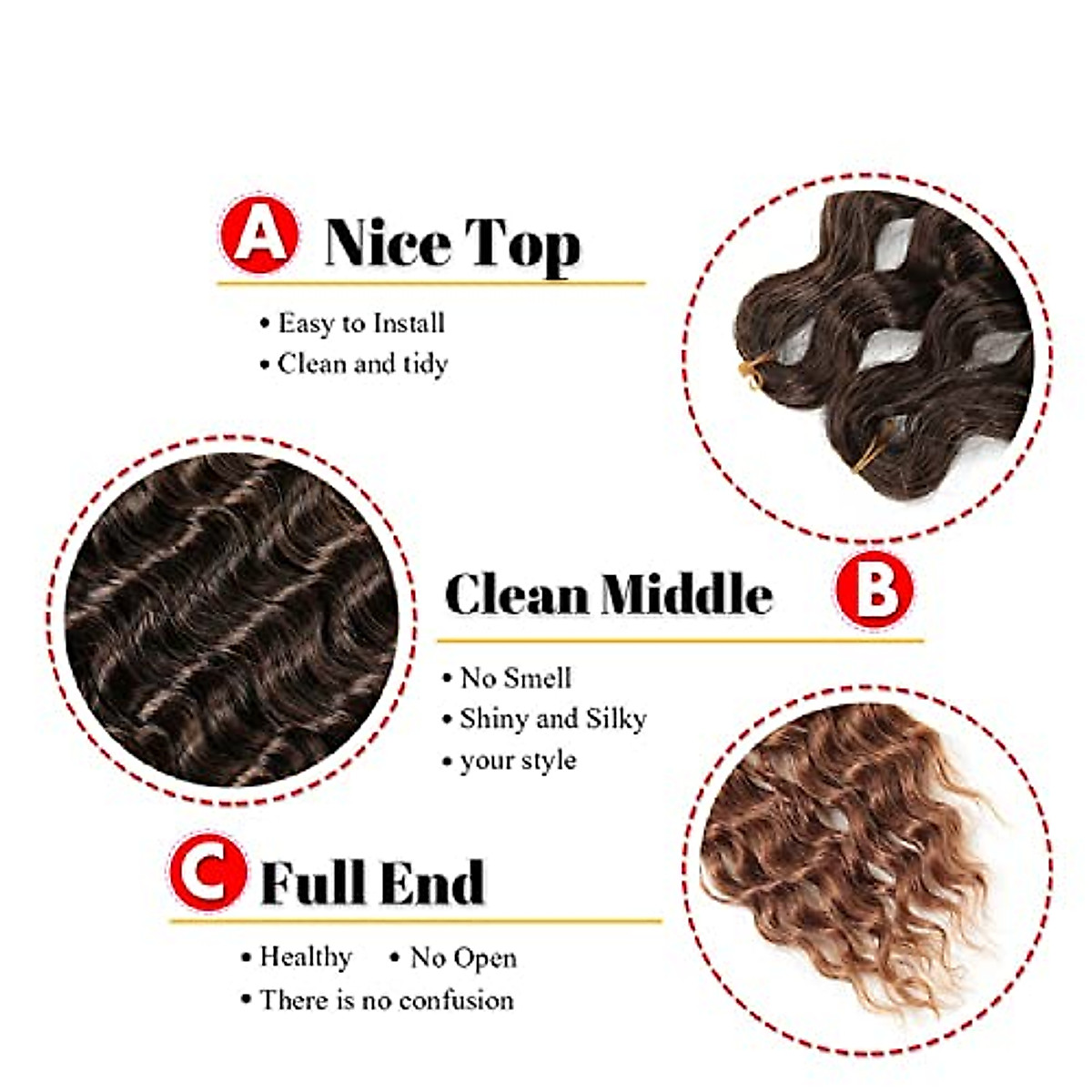 22-28 Inch Deep Wave Twist Crochet Hair Natural Synthetic Braid Hair Afro Curls Ombre Braiding Hair Extensions Hair ,C,5/piece/28 inch