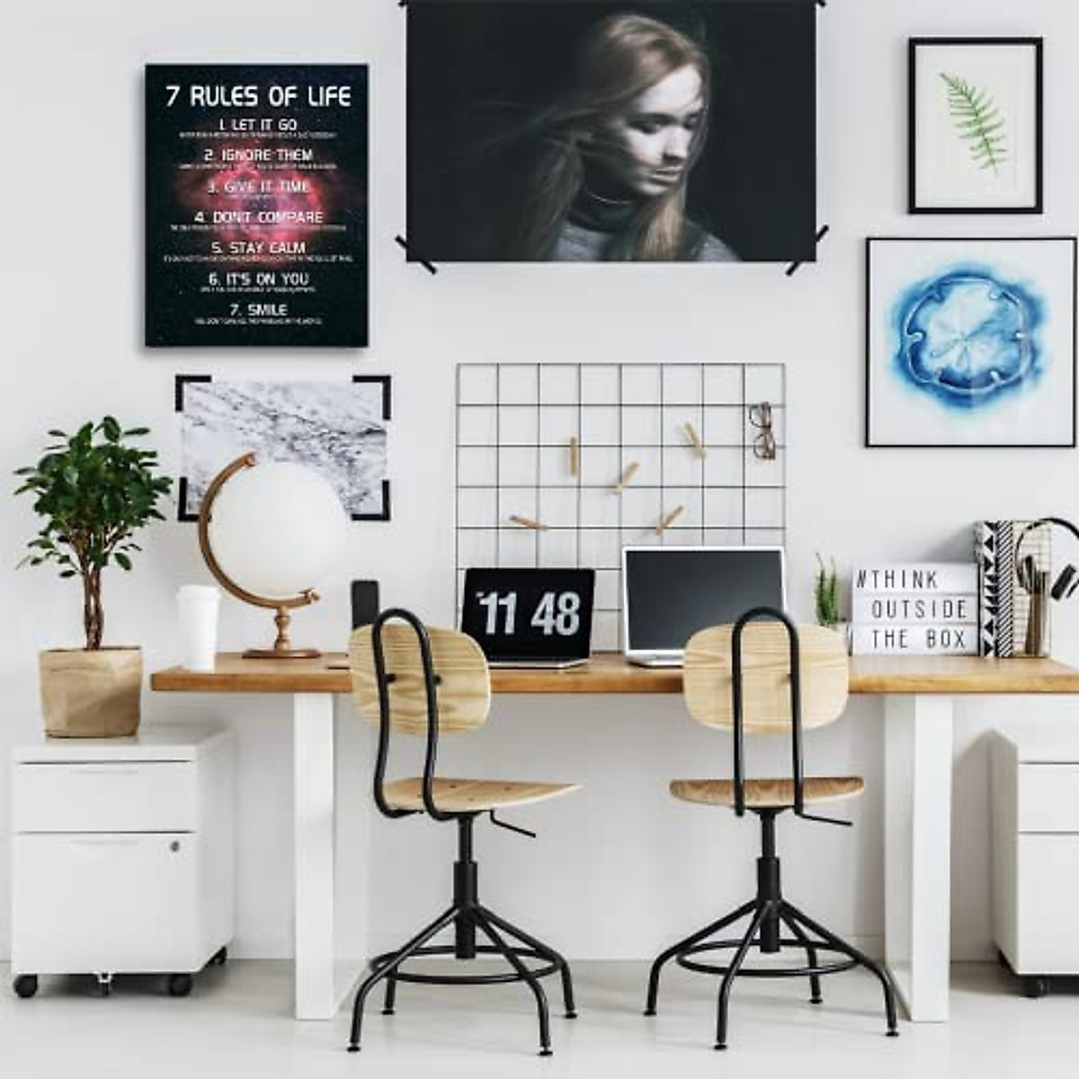 Creoate Inspirational Wall Art - 7 Rules of Life Motivational Quotes Poster Wrapped Canvas Print Artwork for Home Office Wall Decor…