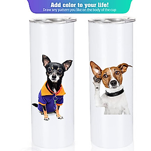 YOUKE OLA 48 Pack Sublimation Tumblers Straight Skinny Blanks 20oz for Heat Transfer, Individual Gift Boxed, Bulk Pack Stainless Steel Double Wall Insulated Tumbler, White